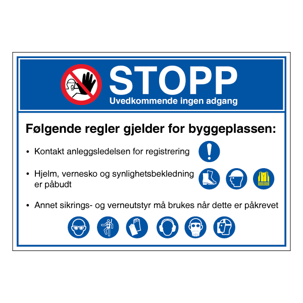 HMS Byggeplasskilt For Entreprenører - MERKEFABRIKKEN.NO
