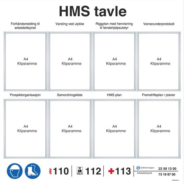HMS og SHA tavler for entreprenører - MERKEFABRIKKEN.NO